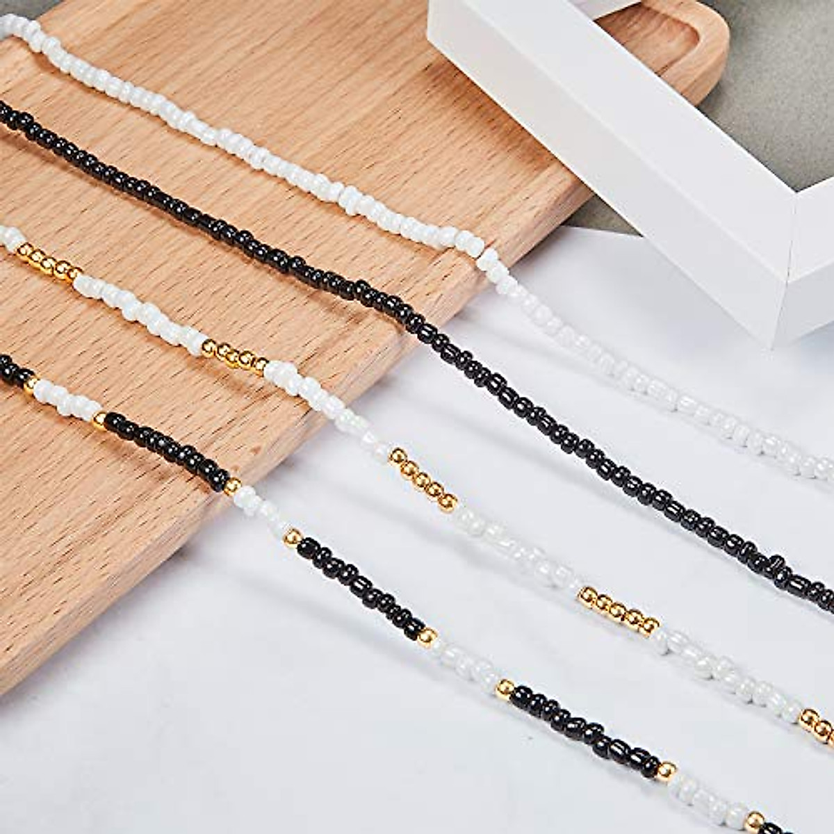 Hicarer Seed Bead Choker Necklace Tiny Beaded Choker Boho Colorful Choker Necklace Chain Jewelry for Women, Adjustable 12-16 Inches (Color Set 1, 8 Pieces)