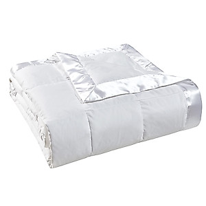 Beautyrest Tencel and Cotton Luxurious Light Warmth White Down Blanket with Silky Flange Binding, 650 Fill Power
