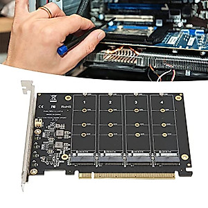 M.2 SSD Adapter, NVME   Card High Speed PCIE X16 Interface Thickened PCB for 4 NVME PCIe Protocol SSDs for PCIE3.0 4.0