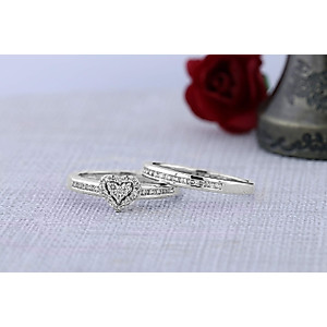 Dazzlingrock Collection 0.50 Carat (ctw) 10K Diamond Ladies Heart Shaped Engagement Ring Set 1/2 CT, White Gold, Size 4