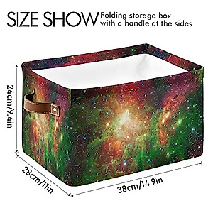 TropicalLife Rectangular Storage Bin Cube Galaxy Star Space Nebula Foldable Organizer Basket with Handles, Collapsible Storage Box for Kids Toy Shelf Closet Nursery