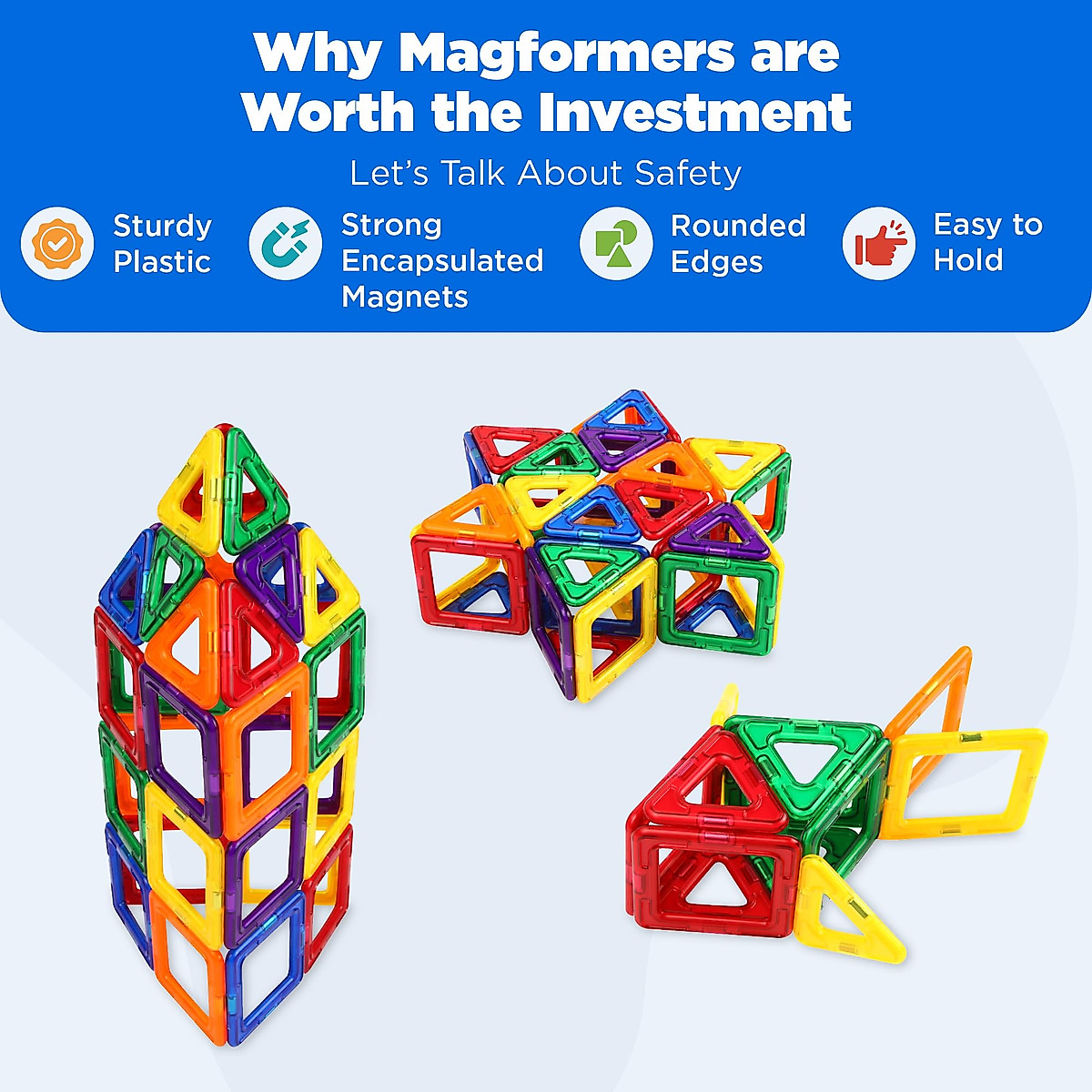 Magformers Designer Set (62-Pieces) Magnetic Building Blocks, Educational Magnetic Tiles Kit, Magnetic Construction Shapes STEM Toy Set
