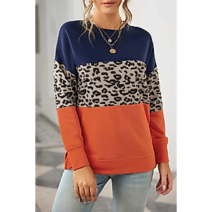 NEYOUQE burnt orange sweatshirts womens fall clothes for women 2024 trendy tops for women crew neck tunic fitted sweater womens basics workout shirt thermal cotton tunic tops long sleeve undershirts S