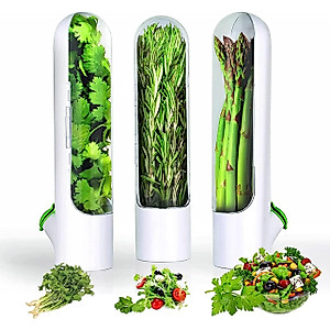 Herb Saver for Refrigerator, Fresh Herb Keeper, Herb Saver Pod Containers, Herb Fresh Keeper for Refrigerator,Herb Storage for Cilantro,Parsley, Asparagus,Keeps Vegetables Fresh for 2-3 Week
