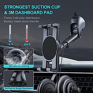 Dashboard & Windshield Car Tablet Mount Holder, 360° Rotatable Suction Cup Window Dash Phone Stand for iPad Pro 12.9/11/10.5/Air/Mini 6/5/4, Samsung Galaxy Tab, iPhone 16/15, 4.7"-12.9" Tab Phone