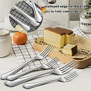 Salad Forks Set of 12, LIANYU 6.7 Inches Stainless Steel Forks Silverware, Appetizer Dessert Forks with Scalloped Edge, Cutlery Flatware Forks for Home Restaurant, Dishwasher Safe