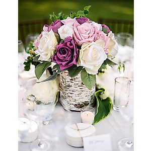 Artiflr Artificial Flowers Rose Bouquet 2 Pack Fake Flowers Silk Plastic Artificial White Roses 18 Heads Bridal Wedding Bouquet for Home Garden Party Wedding Decoration