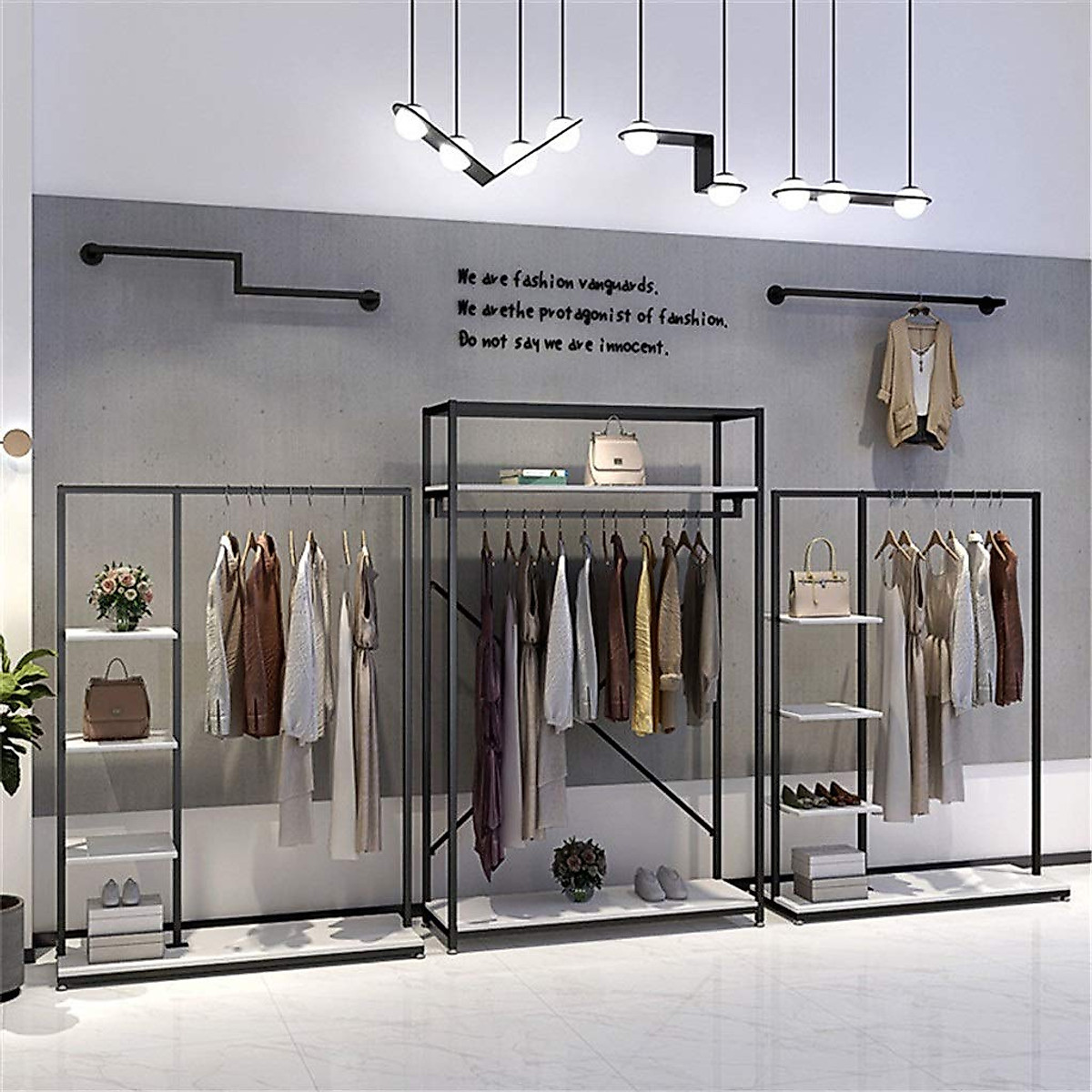 JIAO PAI Garment Racks Metal Coat Rack, Vertical Heavy Clothing Tidy Rails Boutique Clothing Store Storage Display Stand Multifunction Save Space Sturdy Long skirt and jacket stand