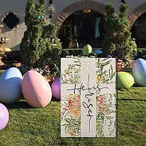CROWNED BEAUTY Easter He Is Risen Garden Flag 12×18 Inch Small Vertical Double Sided for Outside Holiday Yard Flag CF058-12