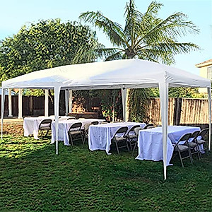 Quictent 10x20 Ft Ez Pop Up Canopy Wedding Party Tent with Sidewalls,Folding Instant Canopy Tents for Outdoor Parties,6 Sand Bags Included（White）