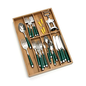 Lipper International 8877 Bamboo Wood Flatware Organizer with 7 Compartments, 12" x 17-1/2" x 1-3/4"