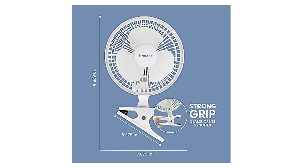 NEXAIR 6-Inch Clip-On Fan with 360° Rotation and Dual Speeds