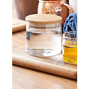 JUVITUS 8 oz Clear Glass Borosilicate Jar with Bamboo Silicone Sealed Lid (6 Pack)