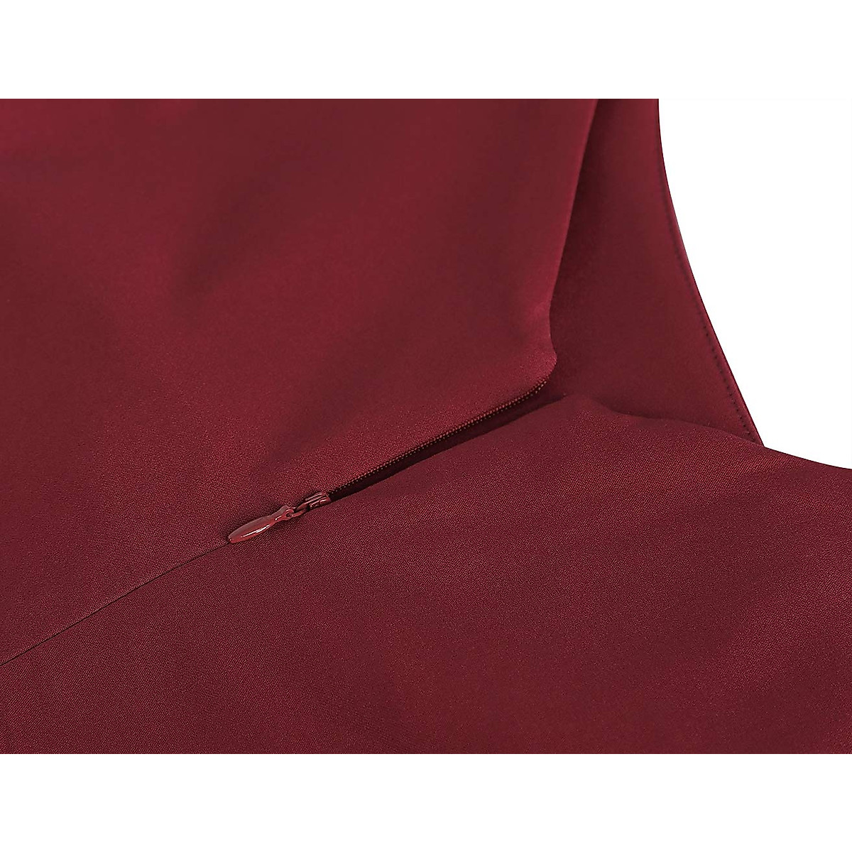 MUXXN Women's Lady Sleeveless V Neck Rucehd Pencil Bodycon Midi Solid Color Party Dress Merlot M