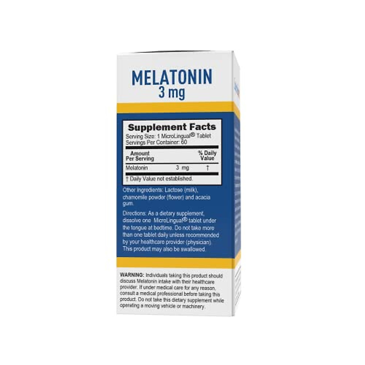 Superior Source Melatonin 3 mg, Quick Dissolve MicroLingual Tablets, 60 Ct, with Chamomile, Natural Sleep Support, Melatonin, for Adults, Non-GMO