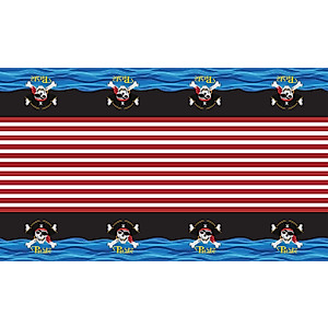 JHkim Pirate Graduation Tablecloth, 2 Packs 52" X 87" Party Tablecloths, Plastic Disposable Tablecover for Pirate Themed Party Supplies Decorations Kindergarten