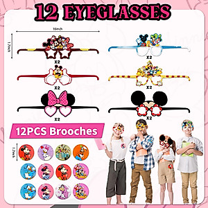 Mouse Party Favors, 122 PCS Mouse Party Supplies include Gift Bags, Make a Face Stickers, Spring Toys, Slap Bracelet, Stickers, Button Pins, Paper Party Glasses, Best Gift Bag Filler for Themed Party