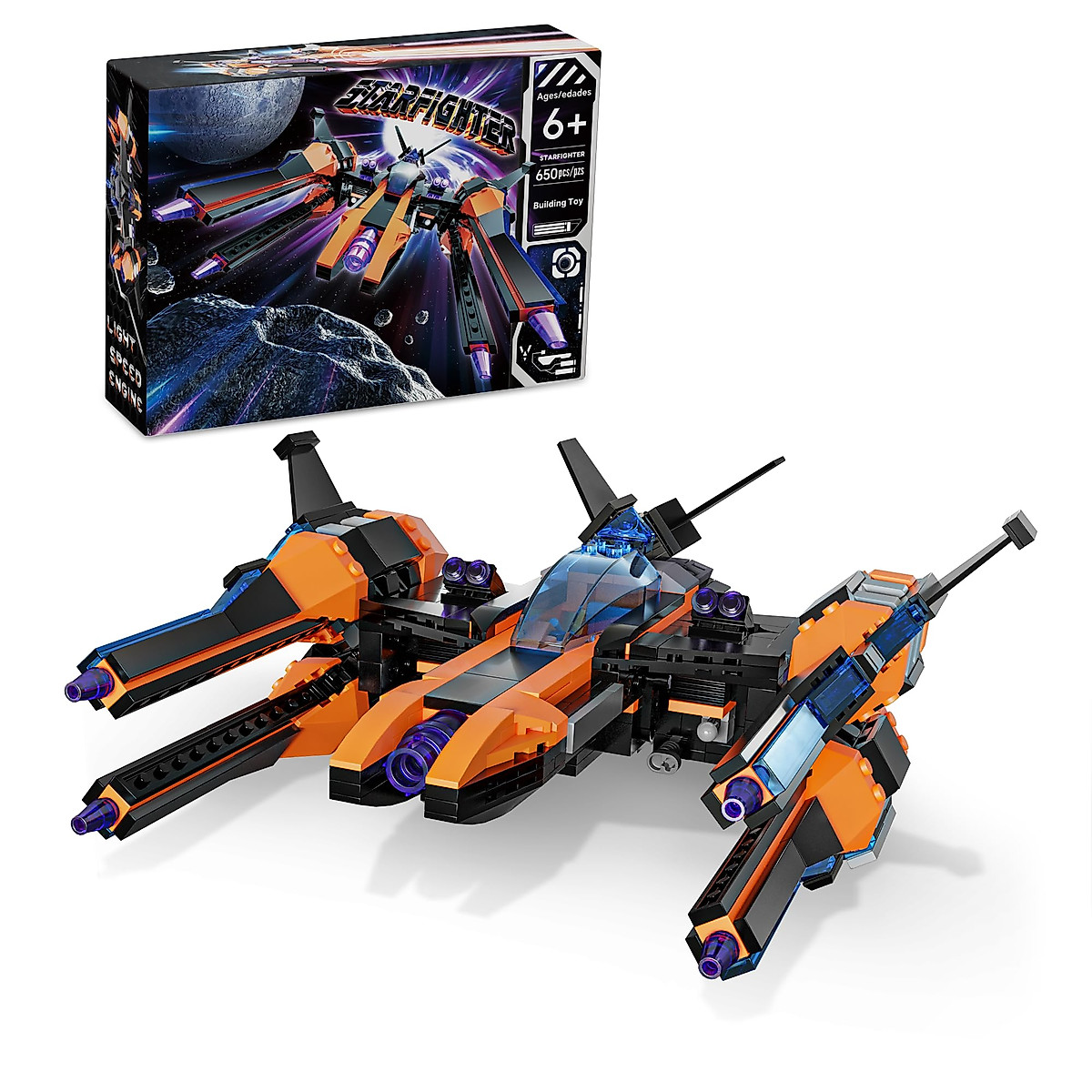 AUYYOSK Spaceship Building Toy, 650 Pieces STEM Spacecraft Building Block Set, Space Shuttle Toy Building for Kids Birthday Gift Ages 6 7 8 9 10 11 12 Yr Old (Spaceship)