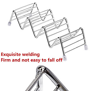 Stainless Steel Taco Holder Stand for 3-4 Tacos Each, Wider Metal Tortilla Tray Holder Rack for Serving Tacos Plates, Taco Shell Mold