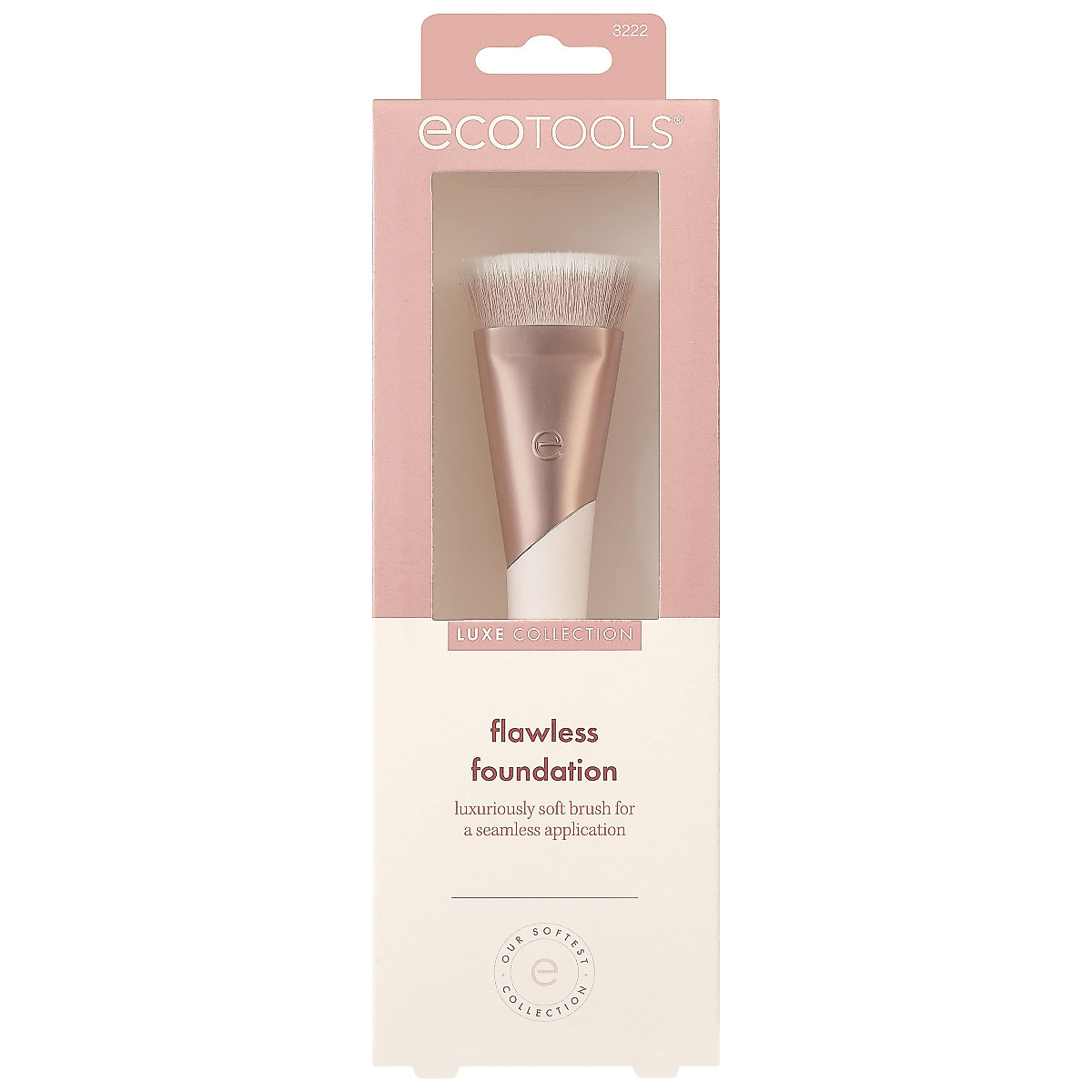 EcoTools Ecofriendly Luxe Flawless Foundation Makeup Brush for Liquid & Cream Foundation, Dense, Synthetic Bristles, Eco-Friendly Premium Quality Makeup Brush, Vegan & Cruelty-Free, 1 Count
