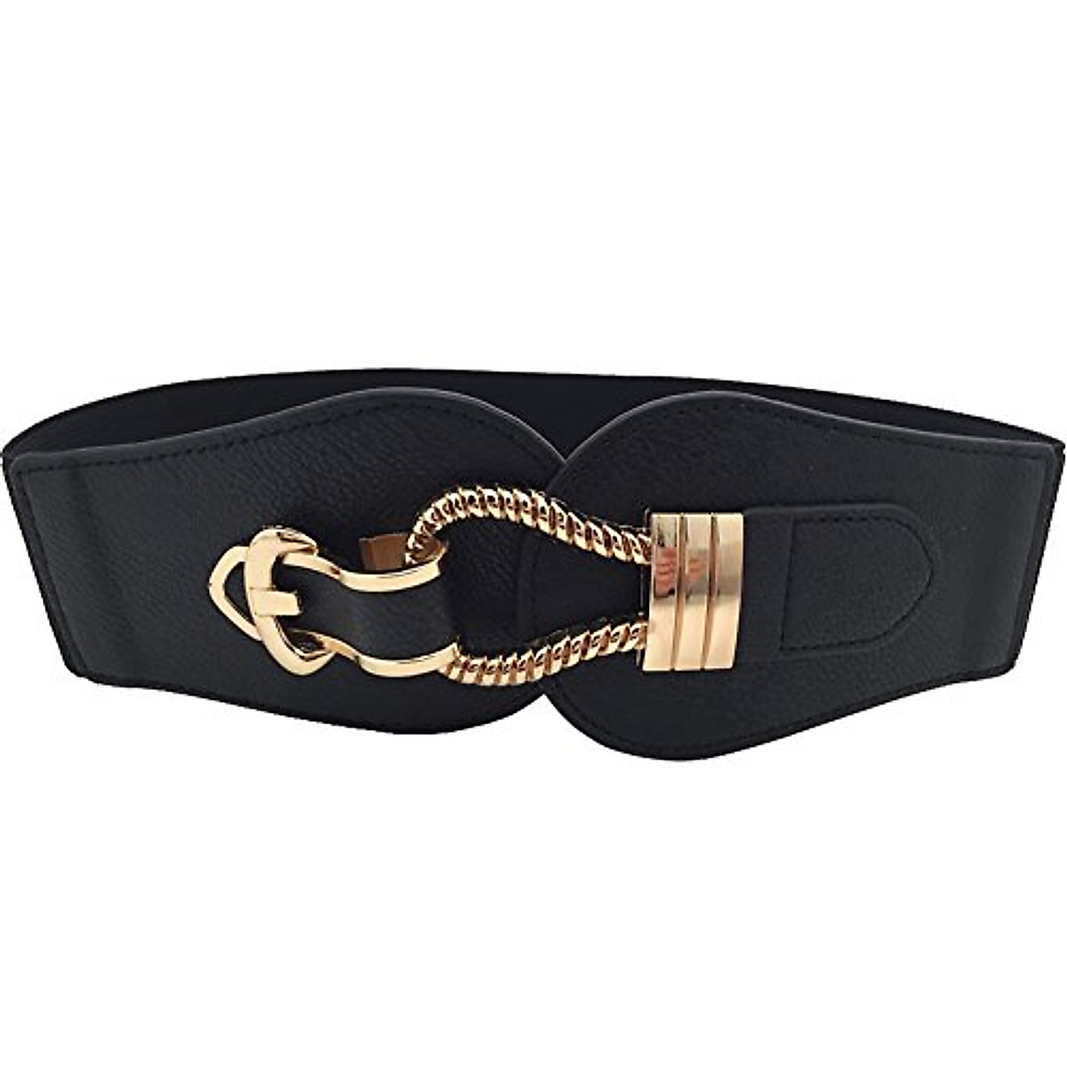 Women Wide Belts Elastic Cinch Stretch Band Wrap Metal Buckle Decorative Retro High Waist Belt for Dresses