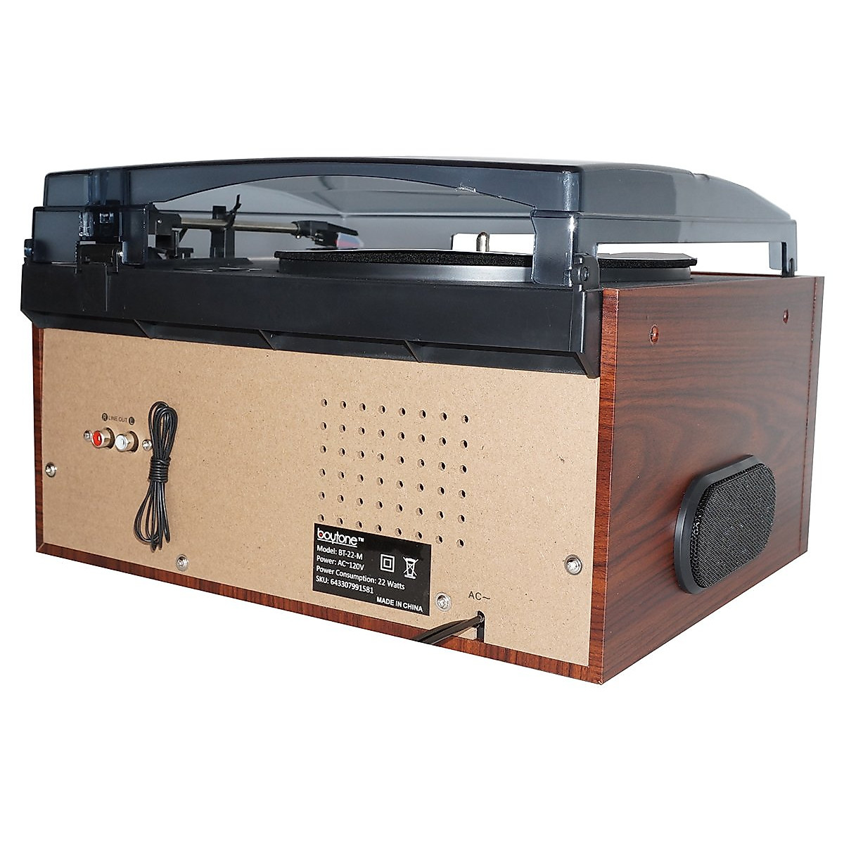 Boytone BT-22M, Bluetooth Record Player Turntable, AM/FM Radio, Cassette, CD Player, 2 Built in Speaker, Ability to Convert Vinyl, Radio, Cassette, CD to MP3 Without a Computer, SD Slot, USB, AUX