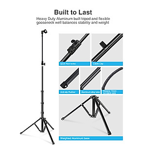 Elitehood Aluminum Foldable Microphone Stand, 82’’ Tall & Height Adjustable Mic Stand Boom, Microphone Tripod Stand with Mic Clip Holder for Singing, Performance, Karaoke, Speech, Stage and Outdoor