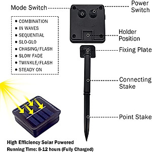 Solar String Lights AcaJoe Christmas Fairy Lights 1 Pack 33 Ft 100 LED 8 Modes Twinkle Lighting Outdoor Waterproof Solar Powered Tree Lights for Halloween Party Garden Decor
