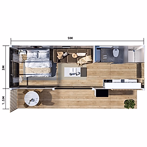 Generic Smart Portable Prefabricated Capsule Compact House Home with Deck with Balcony Spacious Bedroom.Smart Door Entry, Smart washroom Sunroof Solar Option, white