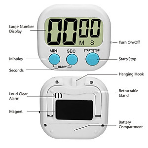 Runlyn Digital Kitchen Timer Classroom Timer Magnetic Digital Timer Big Digits Loud Alarm with LCD Display for Cooking Baking Sports Exercise Oven Games Study Work, 4 Packs