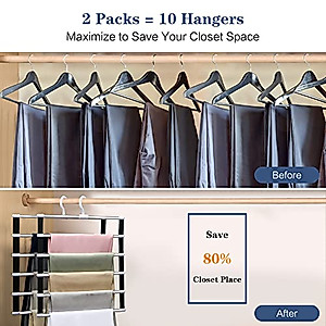 2 Pack Pants-Hangers-Space-Saving,Al Alloy-Closet-Organizers-and-Storage,Folding Non-Slip-Closet-Organizer-Clothes-Organization-and-Storage Jeans Trousers Scarf Hangers,College-Dorm-Room-Essentials