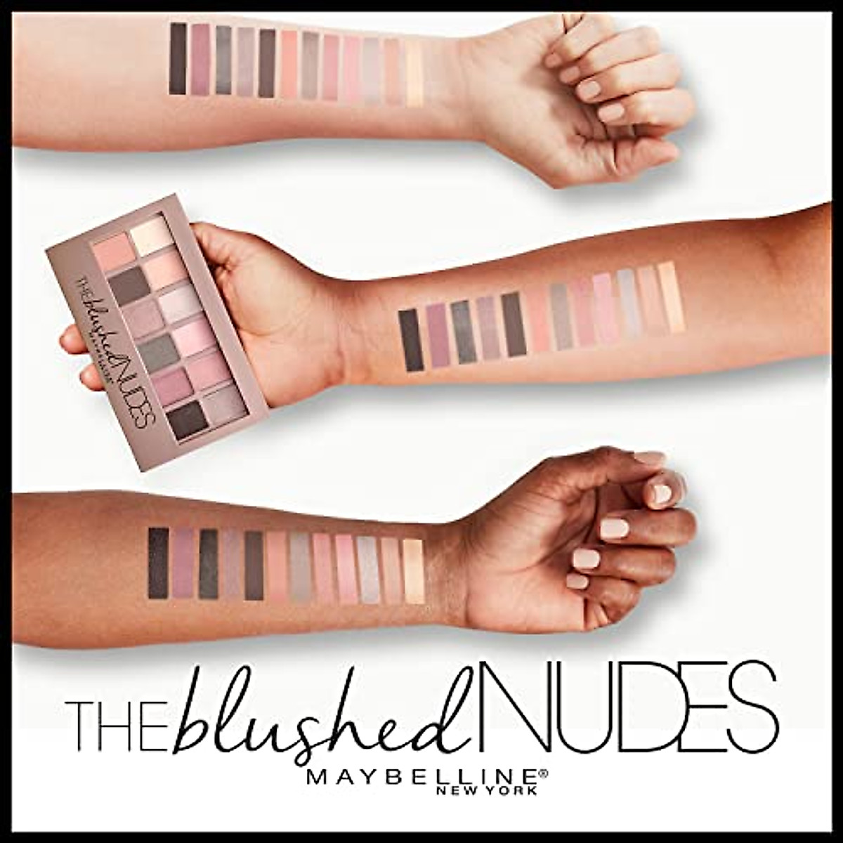 Maybelline The Blushed Nudes Eyeshadow Palette, Includes 12 Pigmented Shades and 2 Double Ended Eye Makeup Applicators, 1 Count