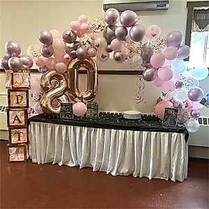 Pink White Balloon Arch Garland Kit, Metallic Pink Lilac Purple White Rose Gold Confetti Latex Balloons Garland Kit for Girls Women Birthday Wedding Bridal Baby Shower Princess Theme Party Decorations