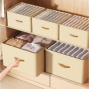 PONPRNGY Cloth Storage Bin - Large Capacity Storage Bins Closet Organizer System, Household Wardrobe Layered Sorting Box Clothes Pants Fabric Art Drawer Folding Clothes Storage Box (B/medium)