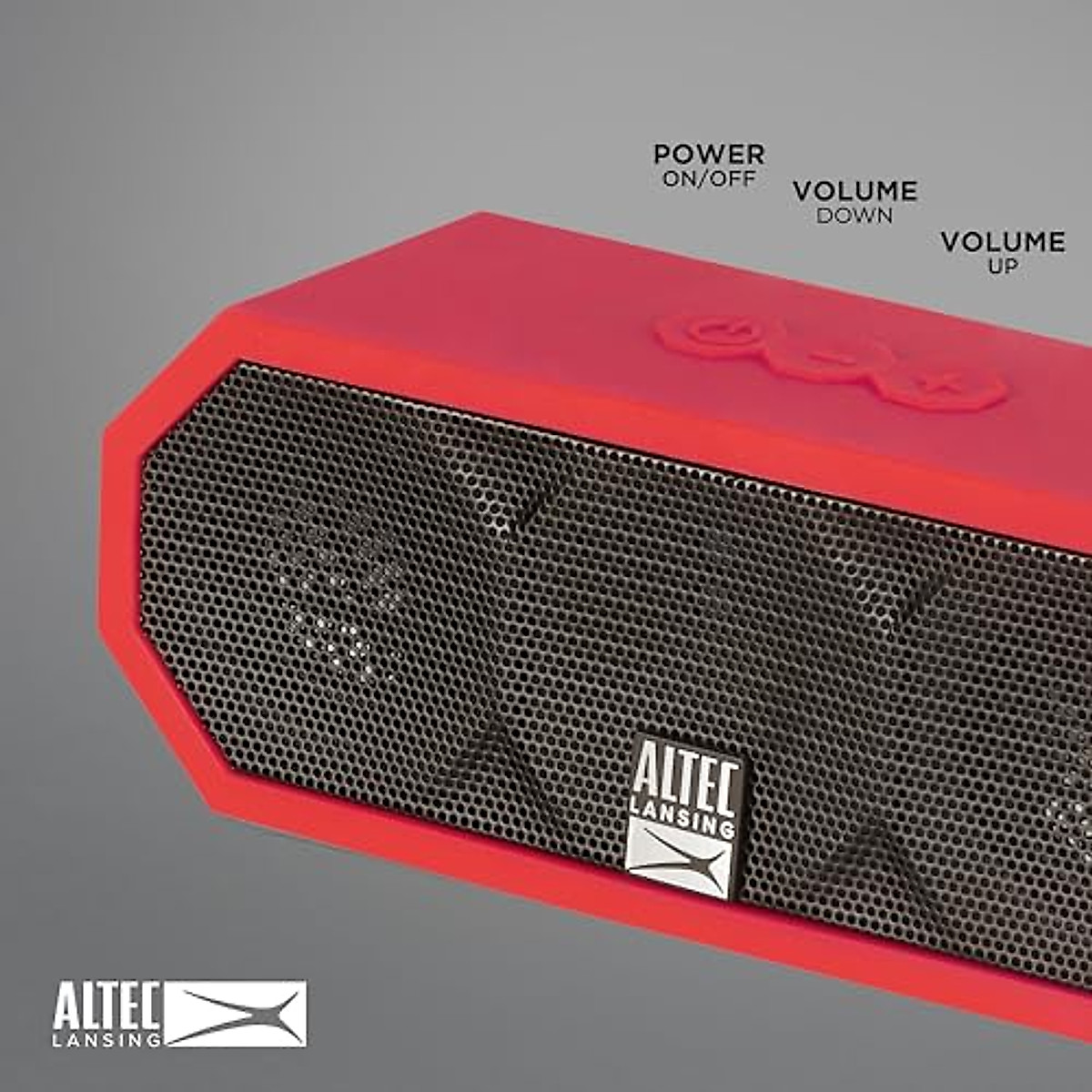 Altec Lansing Jacket H2O 2 - Waterproof Bluetooth Speaker with 3.5mm Aux Port, IP67 Certified & Floats in Water, Compact & Portable Speaker for Travel & Outdoor Use, 8 Hour Playtime,Deep Red