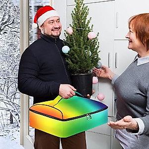 Kcldeci Insulated Thermal Food Carrier Insulated Casserole Carrier for Hot or Cold Food,Blurry Rainbow Insulated Tote Bag for Potluck Cookouts Parties Picnic,Lasagna Lugger