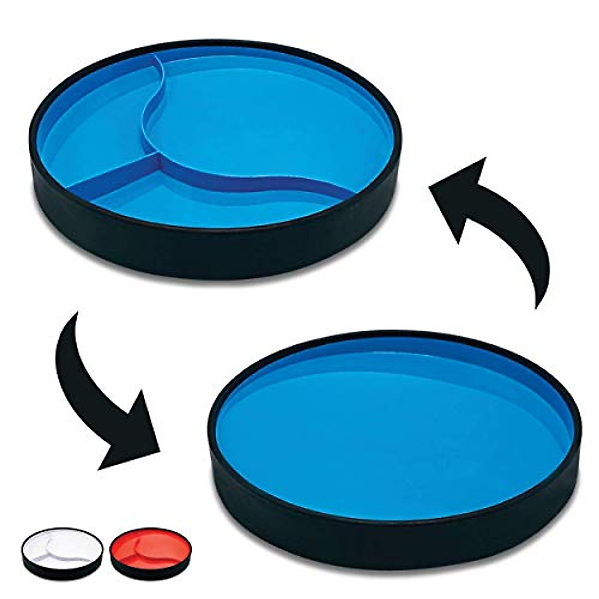STAYnEAT, High End 2n1 Divided Suction Plate n Scoop Dish w Guard, Non-Slip -Tip -Flip, USA, S/L, Blue (S)