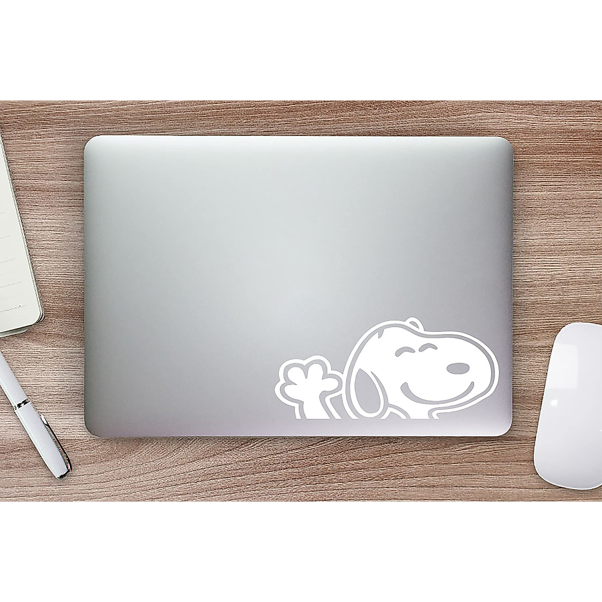 horizont Rainbow Animated Design Snoopy Waving Decal Vinyl Sticker Graphics for Cars Trucks SUV Vans Walls Windows Laptop 5.5 Inches White