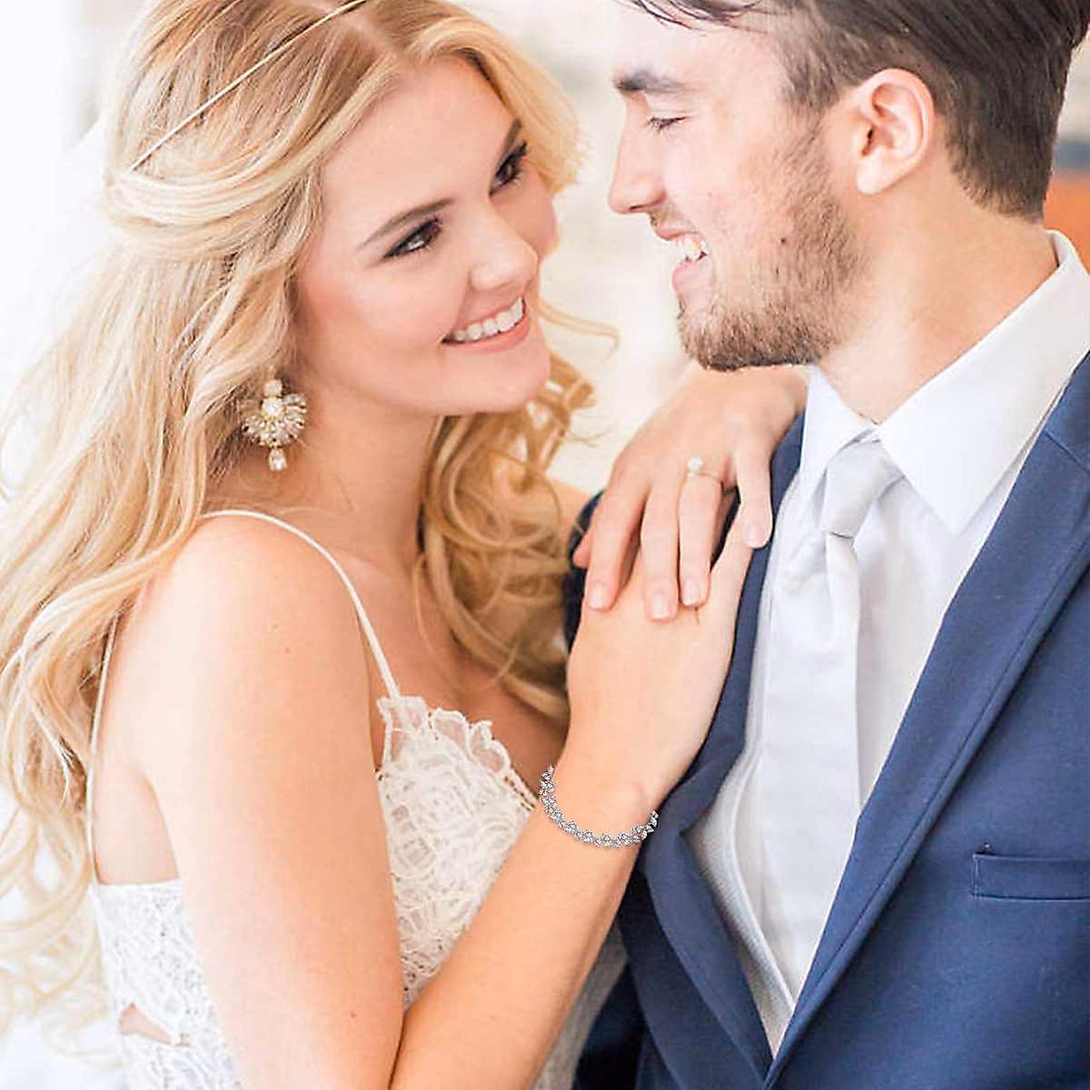 Wedding Tennis Bracelet for Brides Bridesmaid, Silver Marquise Cubic Zirconia Prom Jewelry, Silver Bracelet Wedding Party Jewelry for Women