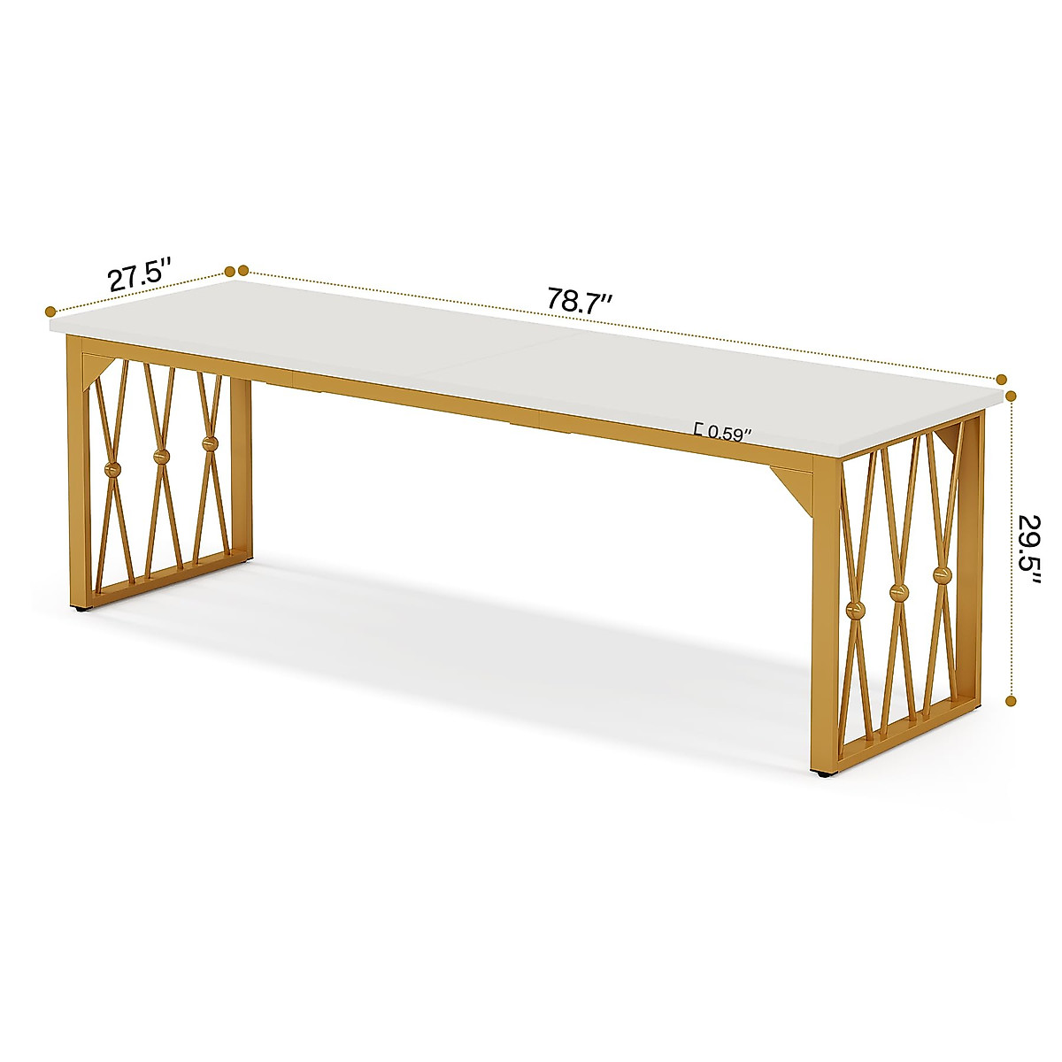 Tribesigns 78.7-Inch Two-Person Desk Extra Long Computer Desk, Double Computer Desk 2 Person Workstation Table for Home Office (Gold and White)