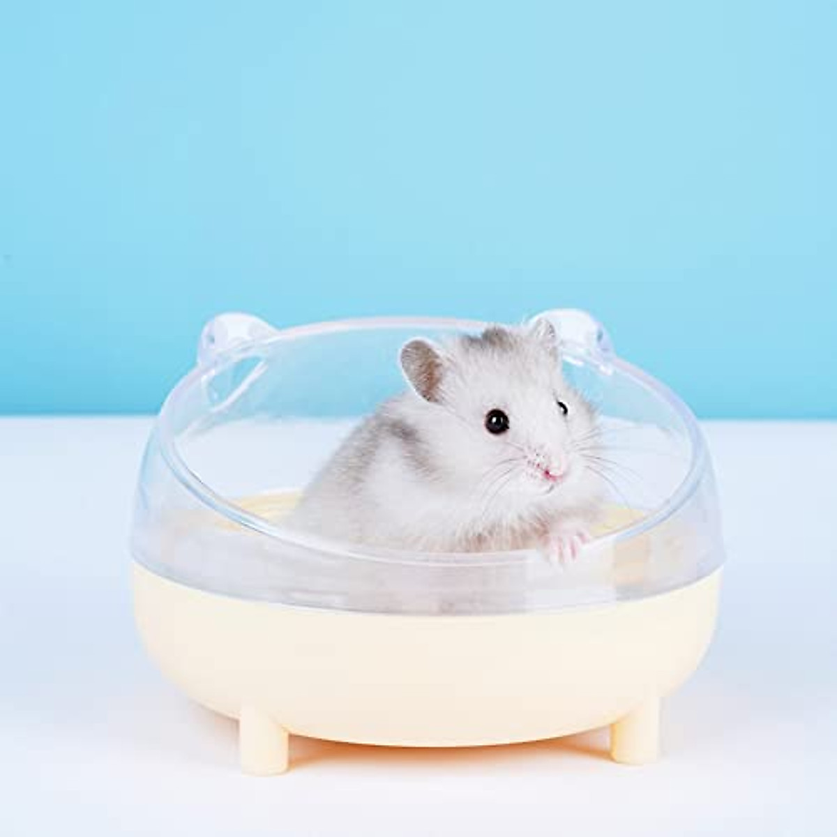 elegantstunning Hamster Transparent Bathing Tub Detachable Anti-Splash Large Space Bathroom Sand Nest Pet Supplies [Blue]