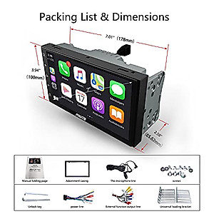 MMAUTO Double Din Car Stereo with Wireless Apple Carplay & Android Auto, 7 Inch HD LCD Touchscreen Car Radio with Bluetooth Voice Control, Rearview Camera, AM/FM Audio Receiver, Subwoofer, USB/AUX