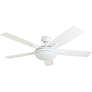 Prominence Home Emporia, 52 Inch Contemporary Indoor LED Ceiling Fan with Light, Remote Control, Dual Mounting Options, Dual Finish Blades, Reversible Motor - 51021-01 (Bright White)