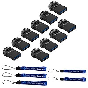 SanDisk 16GB Ultra Fit USB 3.1 Low-Profile Flash Drive (10 Pack Bundle) SDCZ430-016G-G46 Pen Drive with (5) Everything But Stromboli (TM) Lanyard