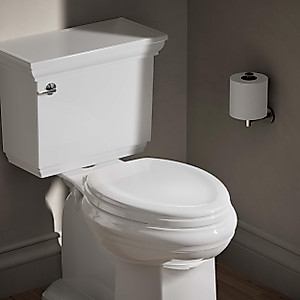 KOHLER Stonewood Toilet Seat, Quiet-Close Elongated, Slow Close, Wooden Toilet Seat