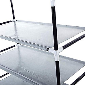 6 Tier Shoe Rack Organizer for 36 Pair Shoes, Double Rows 12 Lattices Free Standing Shoe Cabinet Storage Shelf Holder with Non-Woven Fabric Dustproof Cover,Large Portable Closet Shoe Tower (Brown)