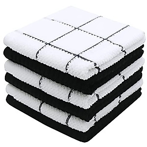 HFGBLG Cotton Dish Towels for Kitchen Wash Cloths Terry Dish Cloths, Set of 6, Light and Soft Cleaning Rags Kitchen Hand Towels, 12 Inch x 12 Inch (Multi)