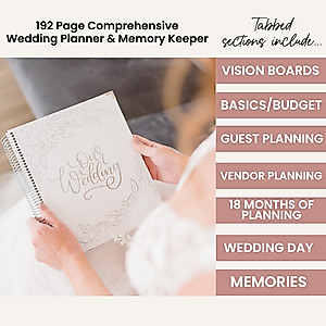 bloom daily planners Wedding Planner & Organizer/Hardcover Keepsake Journal with Essential Planning Tools - Checklists, Vision Boards, Tips & More - 9"x11" - Silver Floral (Undated)