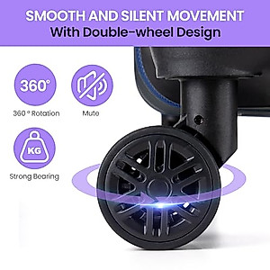 AnyZip Luggage Expandable PC ABS Durable Hardside Suitcase with Spinner Wheels TSA Lock Checked-Medium 24 Inch Blue