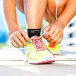 Copper Joe Ankle Brace Compression Sleeve with Heel Pain Relief, Foot Brace, Ankle Wrap Support with Foot Arch Recovery for Plantar Fasciitis Socks, Sprained Ankle for Men & Women One Pair, Large